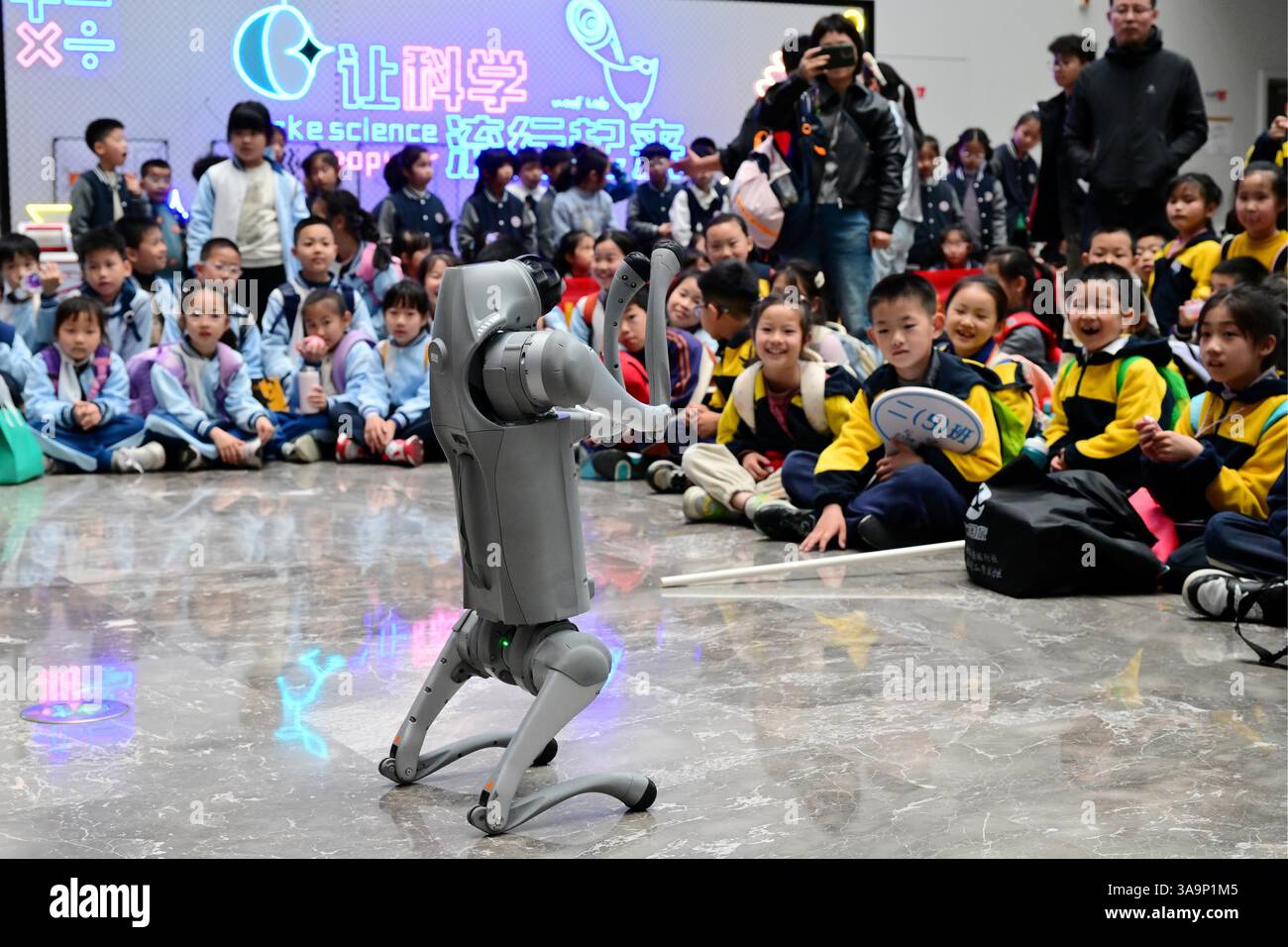 Students visit a science and technology museum in Jinhua City, east ...