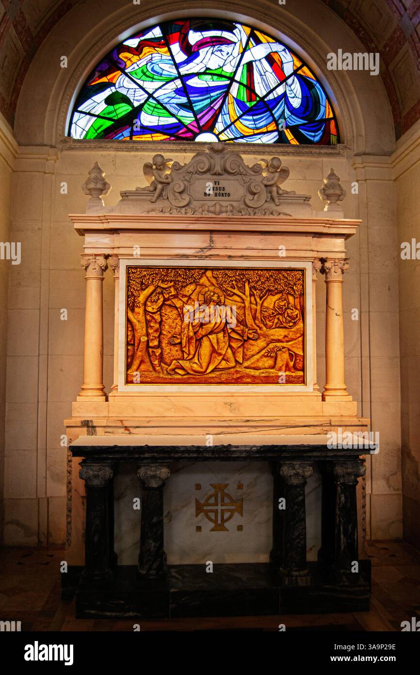 Fatima, Portugal - March 26, 2025: A beautifully carved altar and ...
