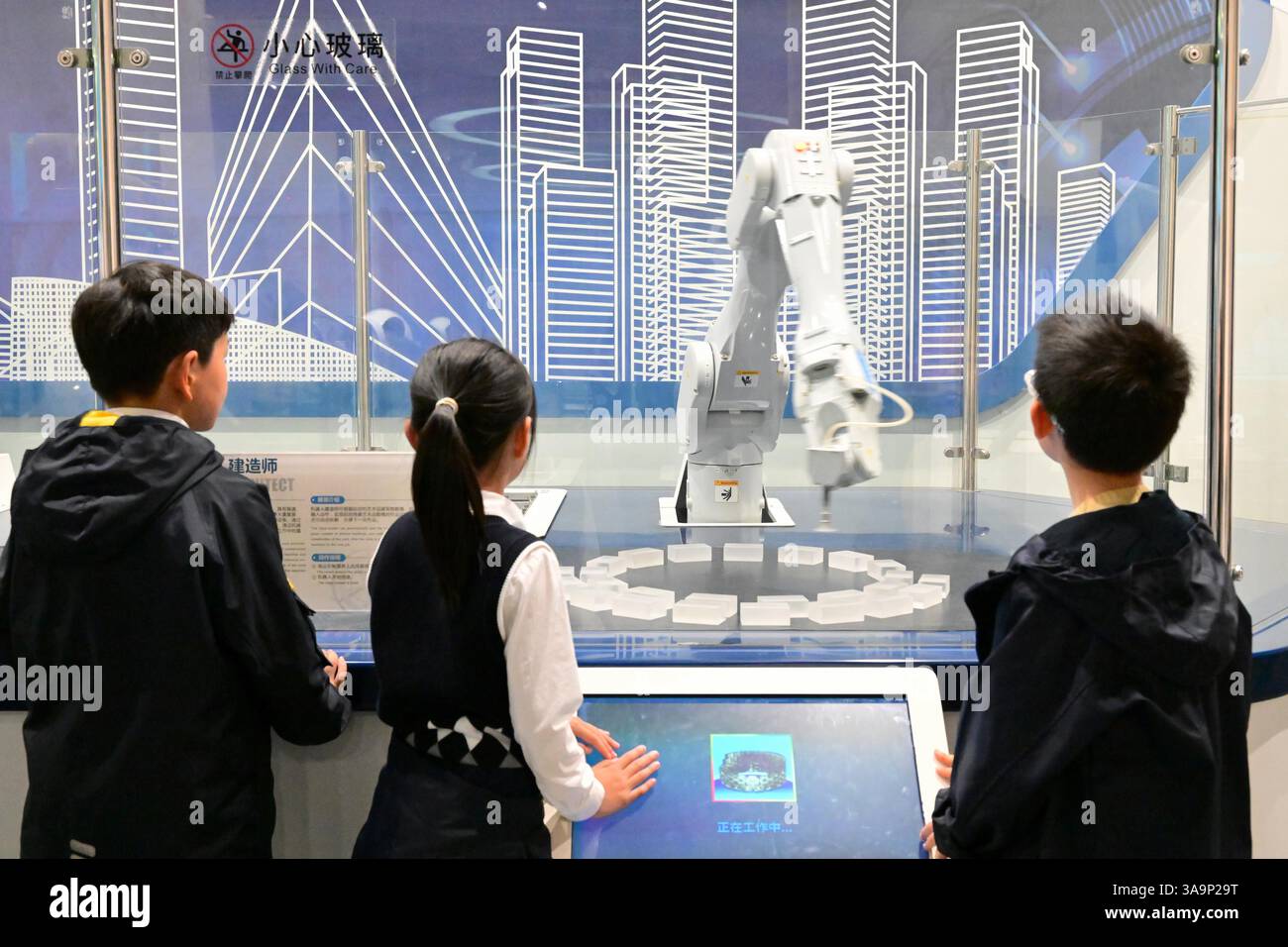 Students visit a science and technology museum in Jinhua City, east ...