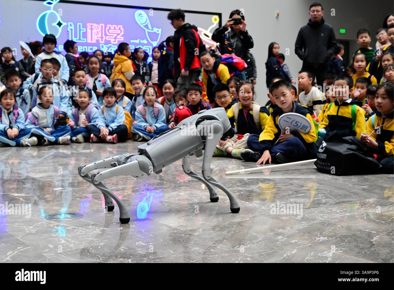 Students visit a science and technology museum in Jinhua City, east ...