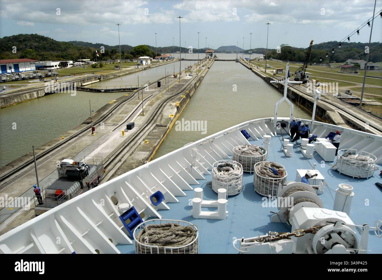 Jan 02, 2006; Panama Canal, PANAMA; A ship passes through the ...