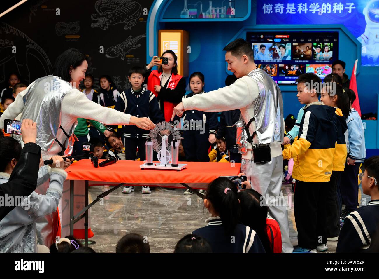 Students visit a science and technology museum in Jinhua City, east ...