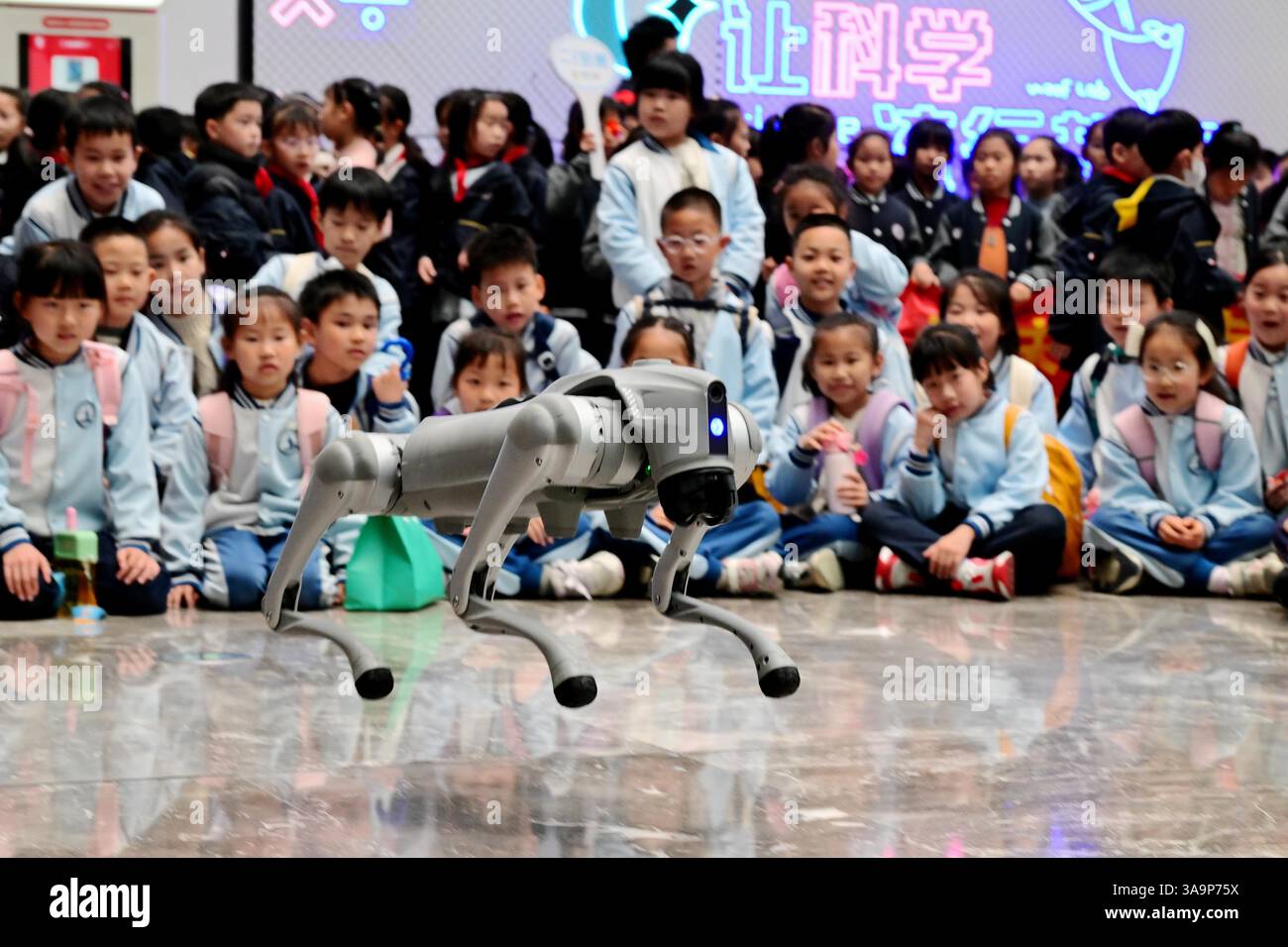 Students visit a science and technology museum in Jinhua City, east ...