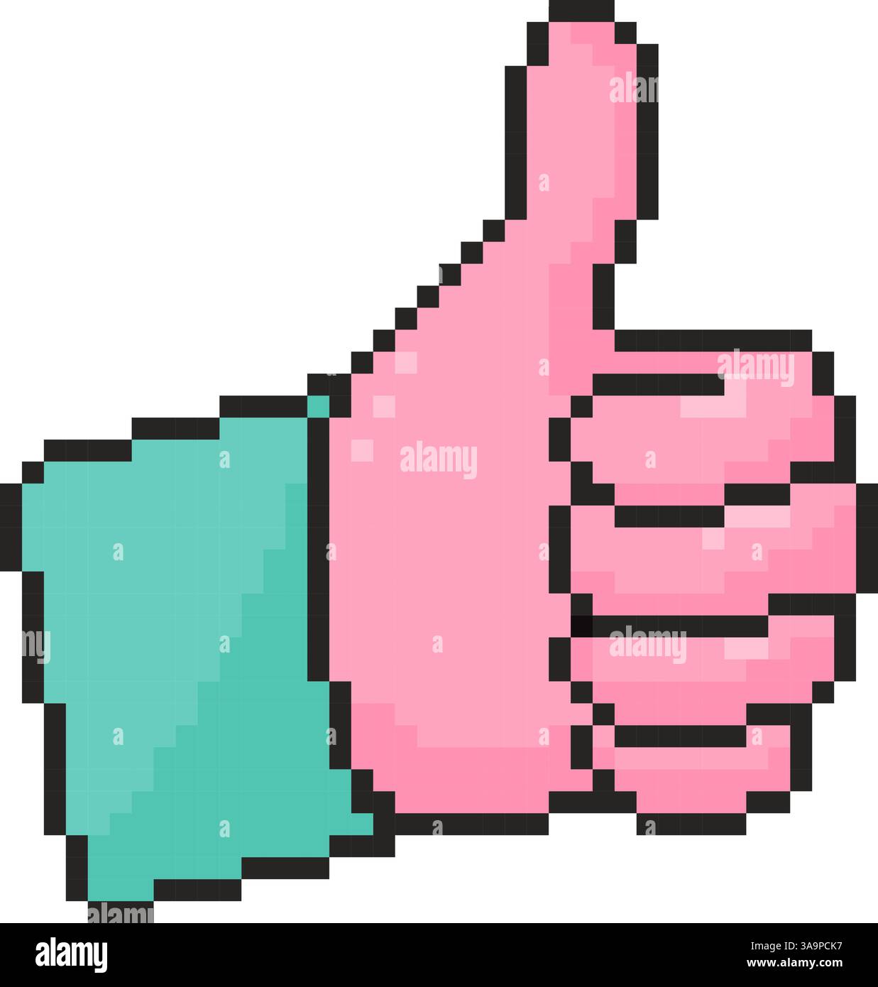 Pixel art thumb up icon in 8 bit style. Retro 80s,90s video game ...