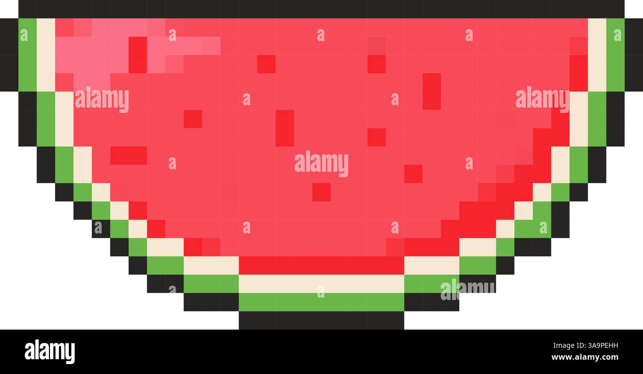 8 bit watermelon icon. Pixel art object. Retro 80s,90s video game ...