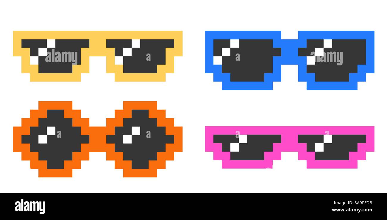 Bright summer pixel 8 bit stylized sunglasses Stock Vector Image & Art ...