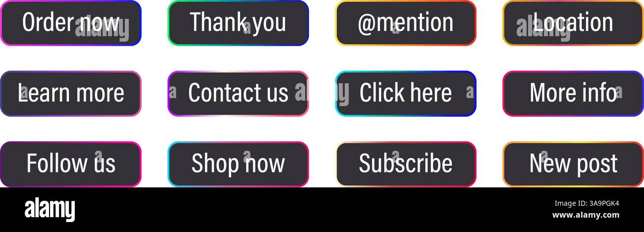 Set Of Gradient Action Button Modern Vector Elements For Website Design Stock Vector Image 2568