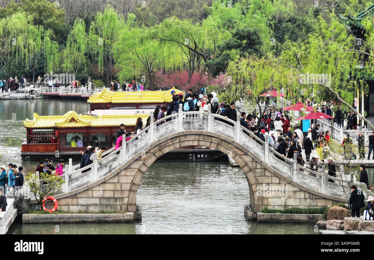 Aerial photo shows the spring scenery in Slender West Lake scenic area ...