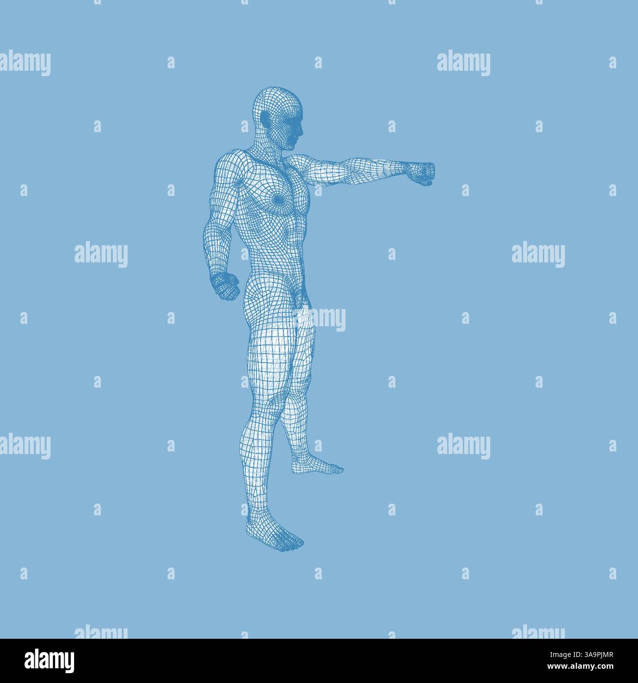 Man Pointing his Finger. 3D Model of Man. Geometric Design. Vector ...