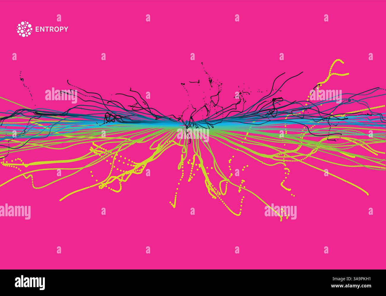 Point Explode. Array with Dynamic Emitted Particles. 3D Technology Style. Abstract Background ...