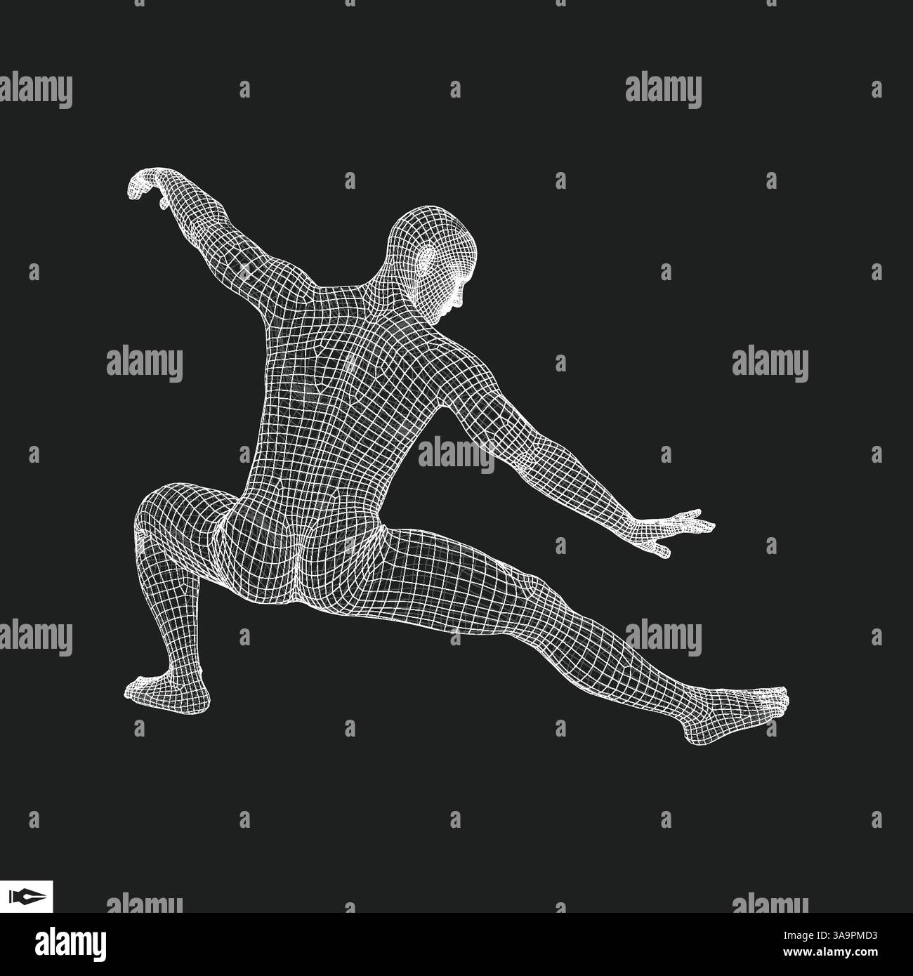 Fighter. 3D Model of Man. Human Body. Sport Symbol. Design Element ...