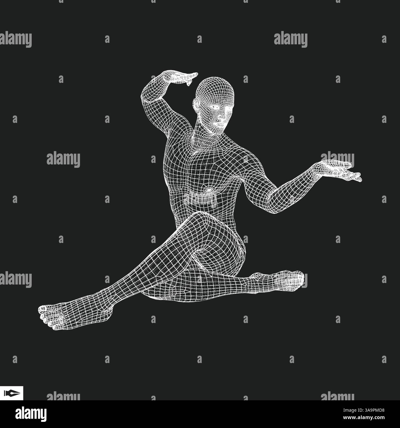 Man Doing Yoga Workout. 3D Model of Man. Healthy lifestyle. Training ...