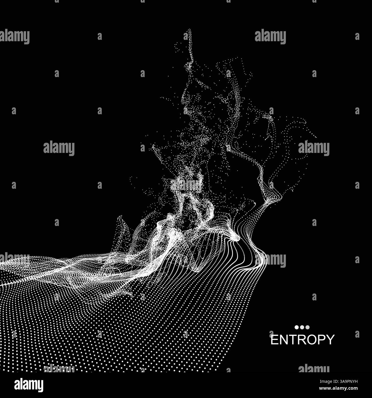 Array with Dynamic Emitted Particles. Water Splash Imitation. Abstract Background. Vector ...