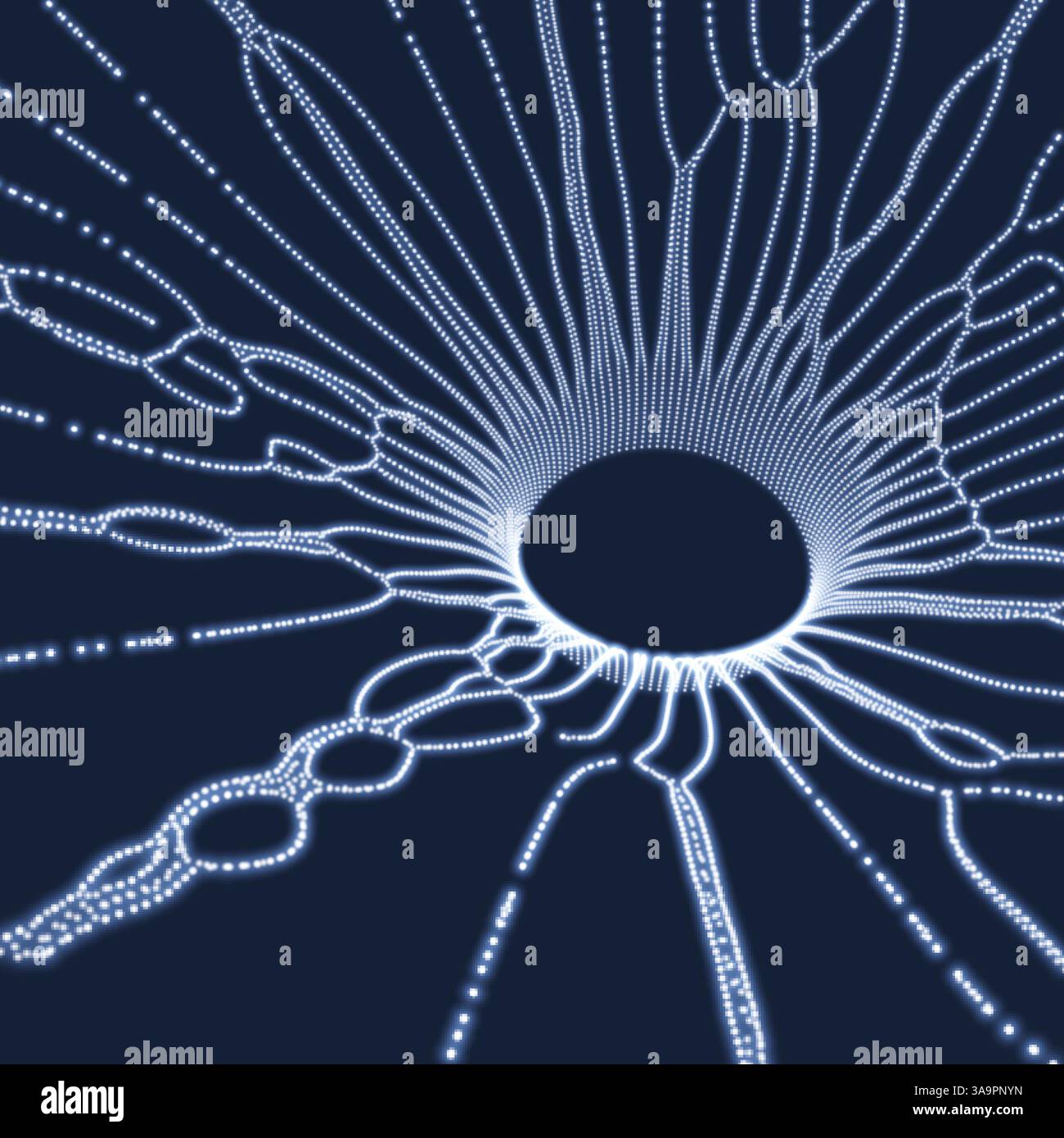 Space vortex. Black hole made from Flying Particles. Abstract ...