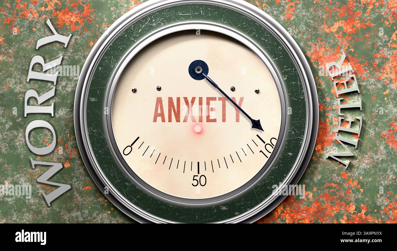 Anxiety and worry meter that is hitting a full scale hi-res stock ...