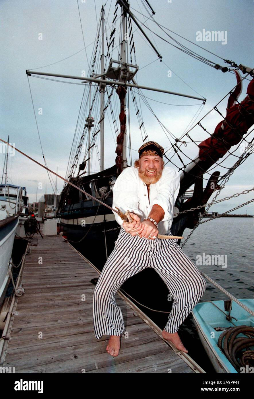 Mar 05, 1998; Los Angeles, CA, USA; Singer DAN HAGGERTY on his boat in ...