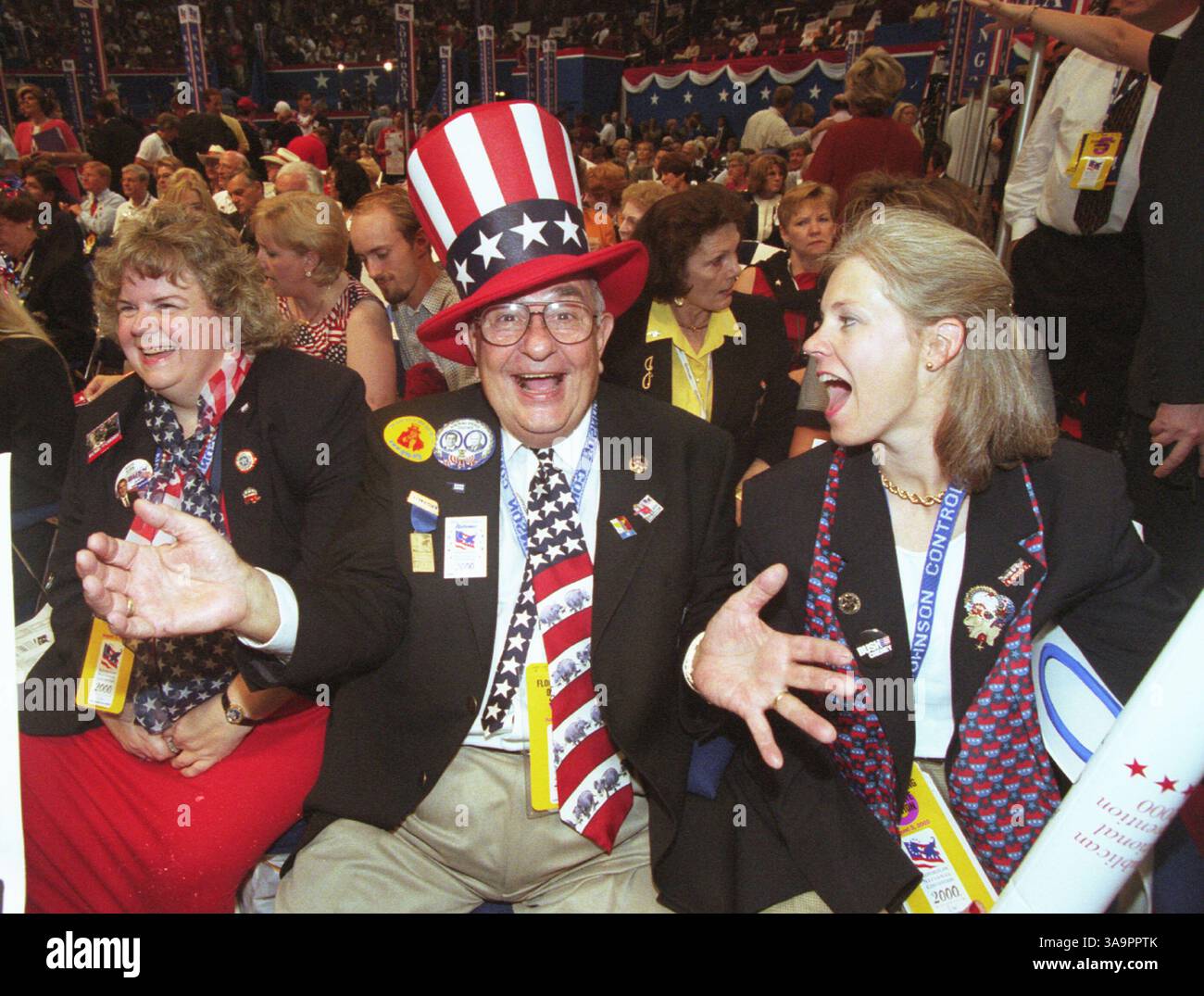 Aug 03, 2000; Philadelphia, Pennsylvania, USA; Delegates on final night ...