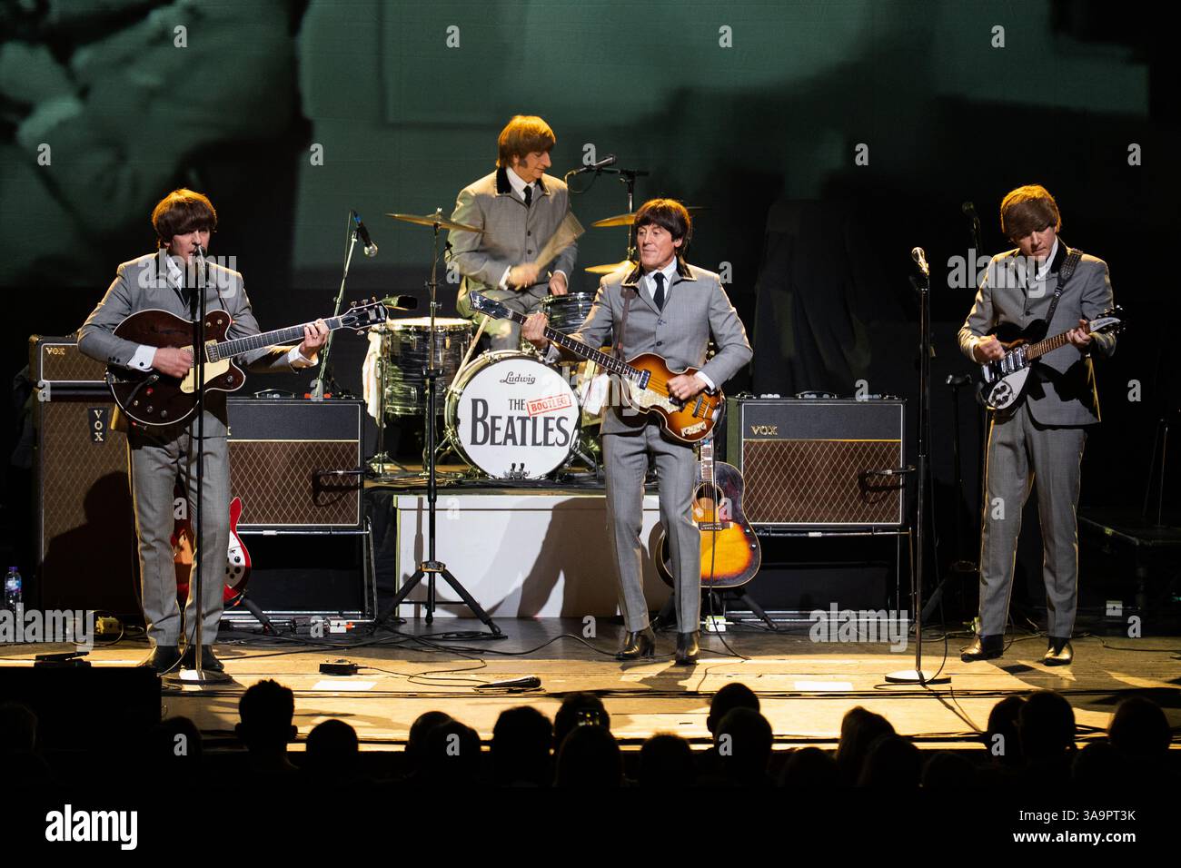 Cambridge, UK, 30 March, 2025. Bootleg Beatles in concert. Pictured ...