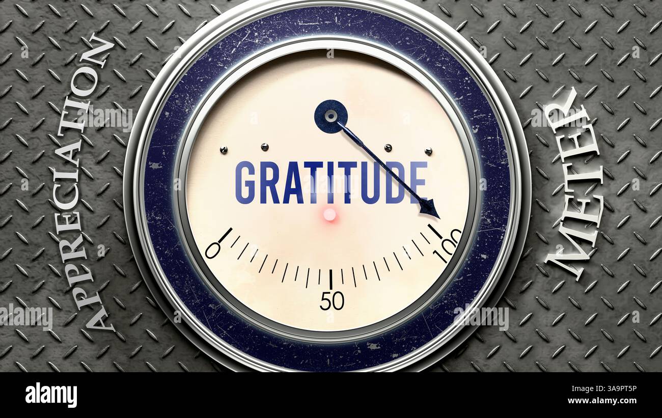 Gratitude and appreciation that is hitting a full scale hi-res stock ...