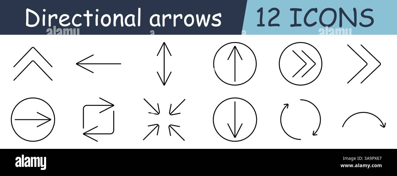 Directional arrows set icon. Arrow, up, down, left, right, rotate, turn, direction, navigation ...