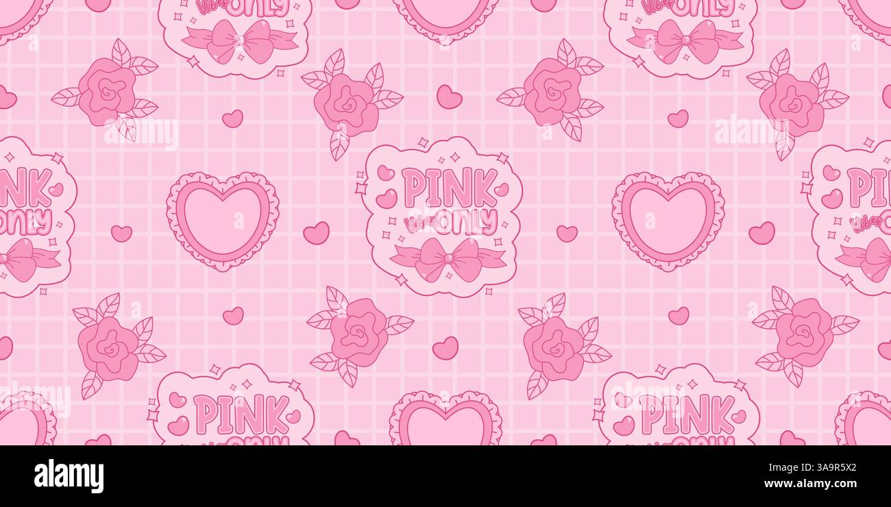 Pink Coquette seamless pattern. Motivational Quote Lettering with ...