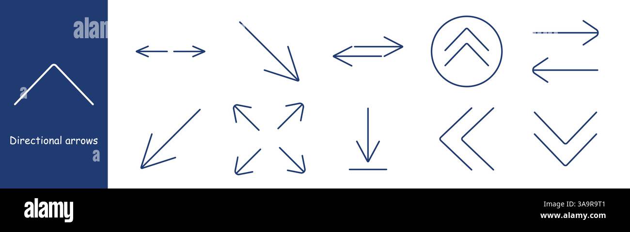 Directional arrows set icon. Up, left, down, side, reverse, forward ...