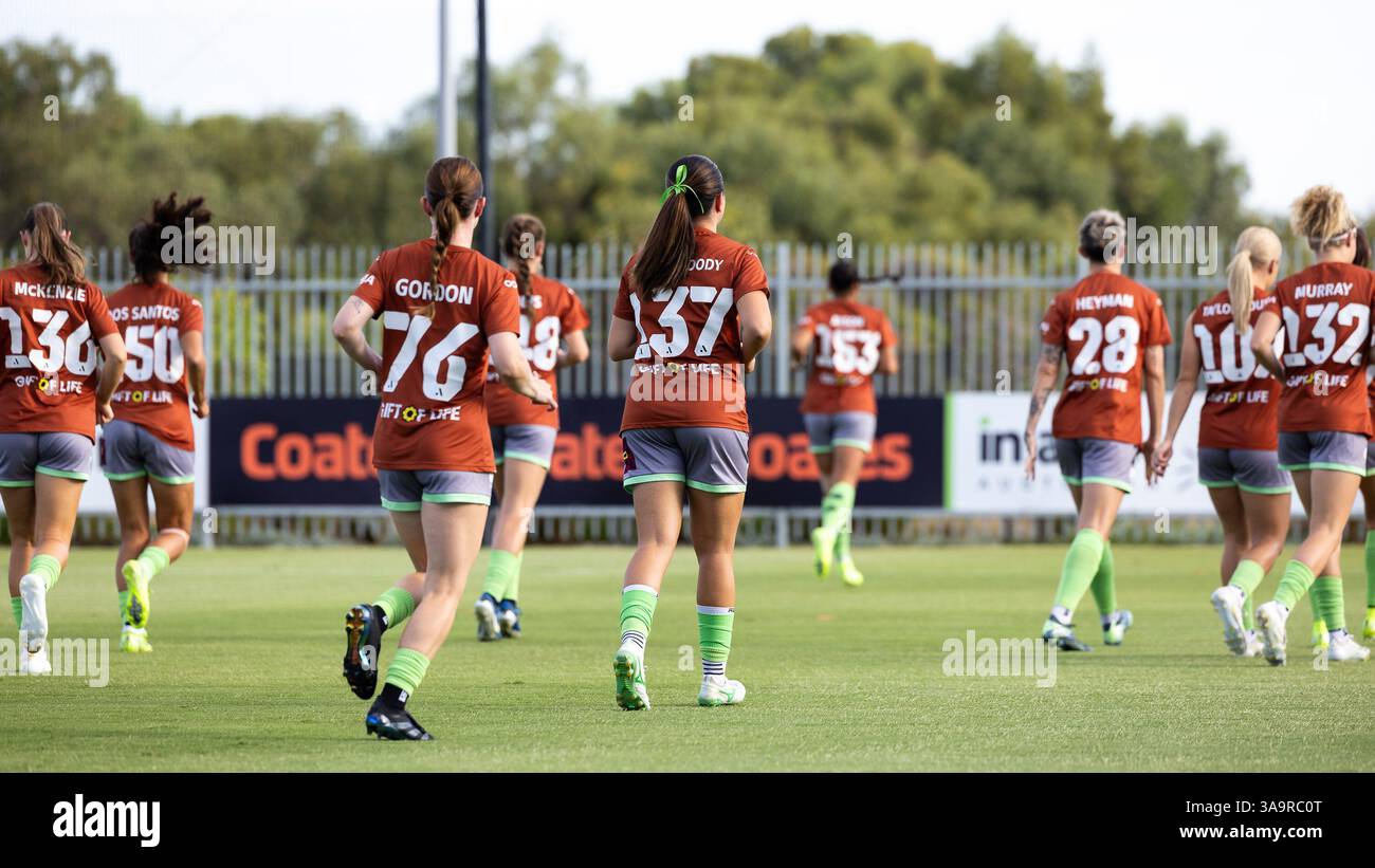 Canberra United warming up prior to the Ninja A League Women game ...