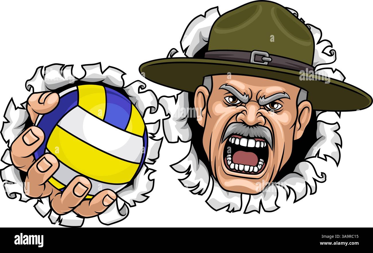 Drill Instructor Sergeant Volleyball Sports Mascot Stock Vector Image ...