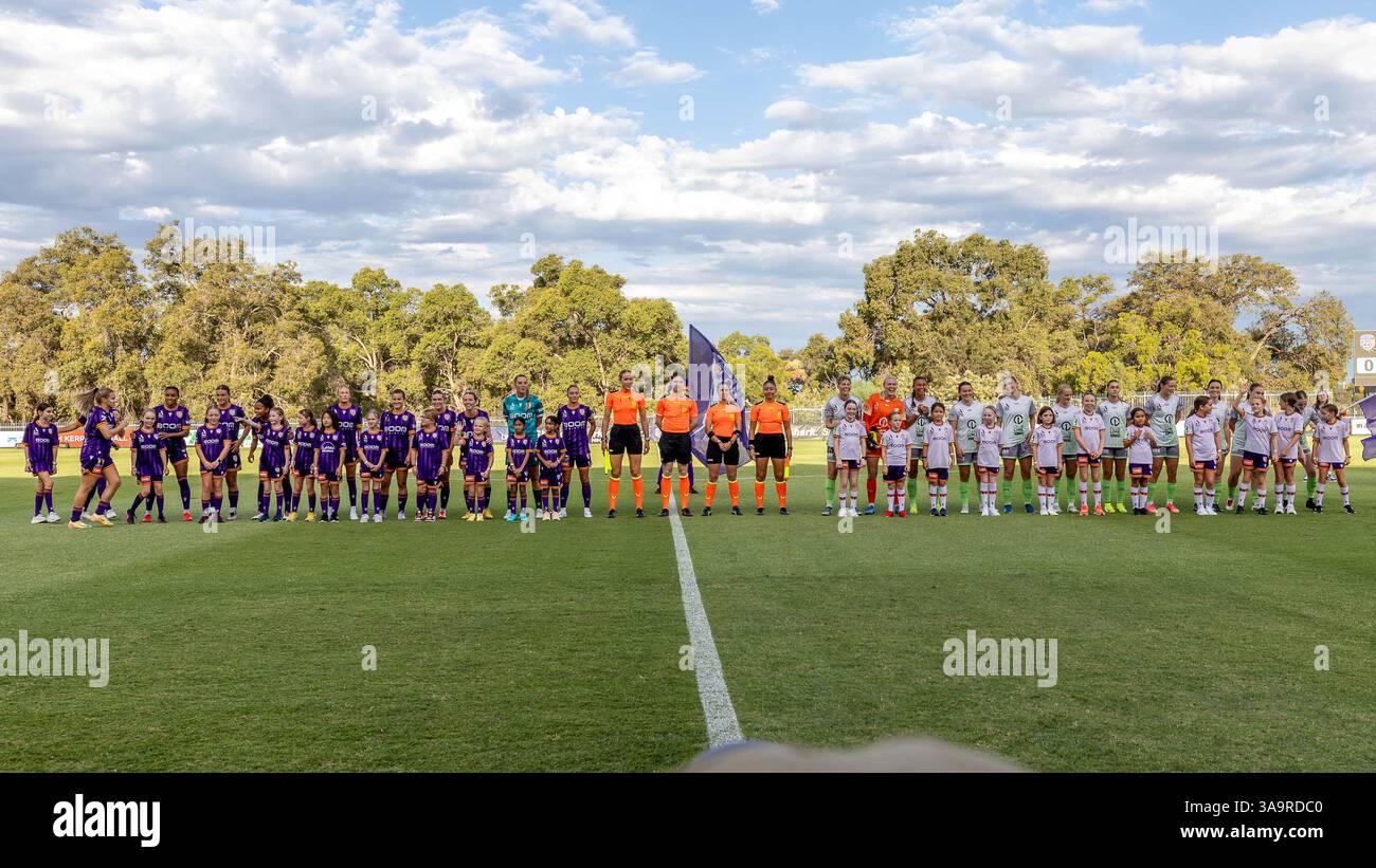 Perth Glory FC and Canberra United prior to the Ninja A League Women ...