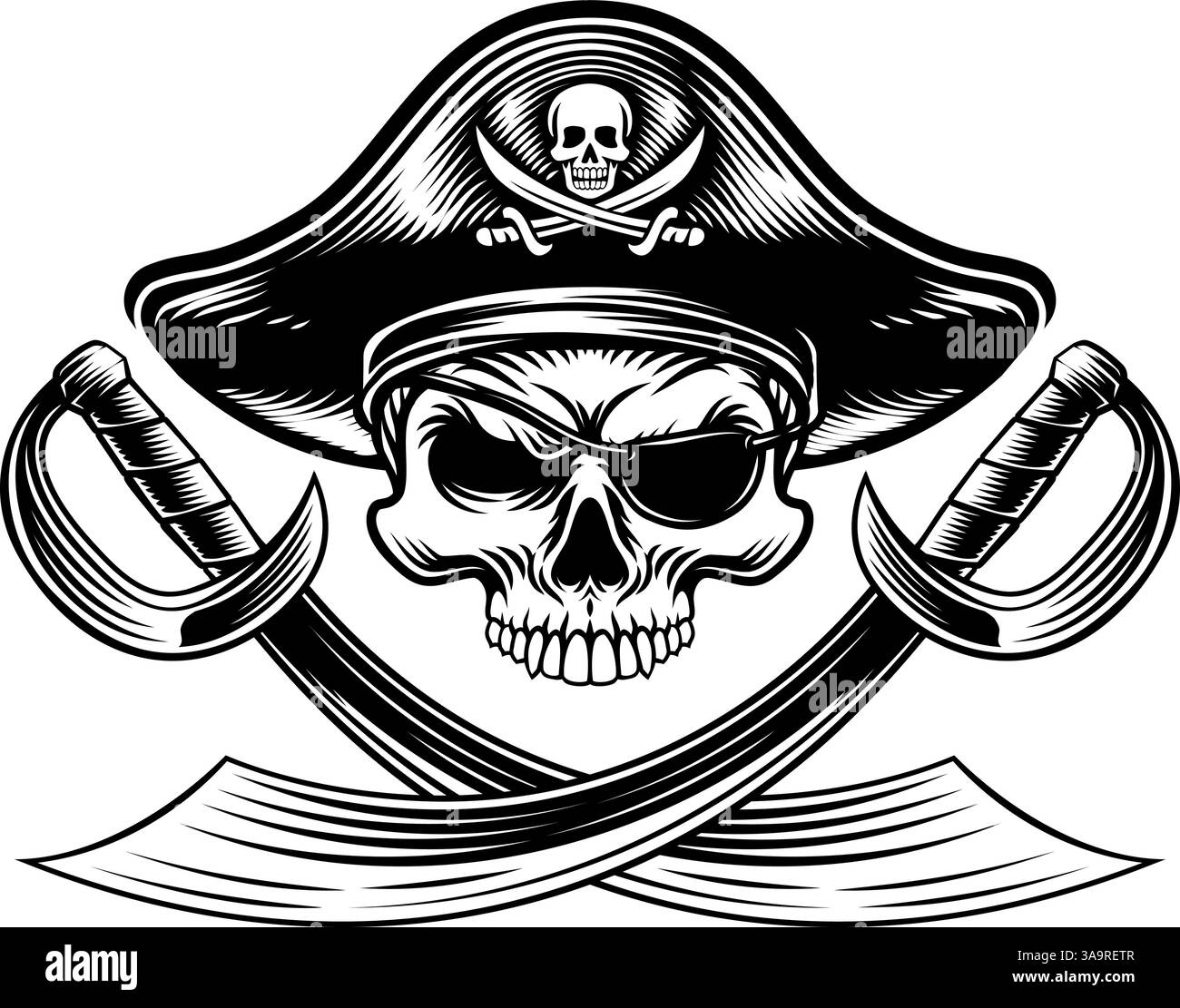 Skull Pirate Crossbones Cross Cutlass Swords Stock Vector Image & Art - Alamy