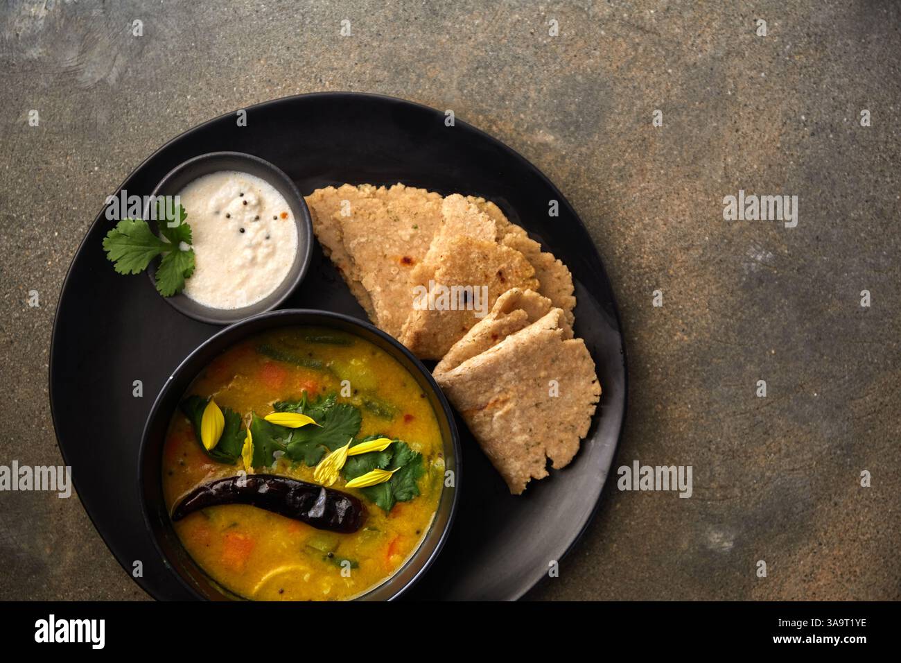 Indian Dahl with Chapati on Ayurvedic Retreat Stock Photo - Alamy