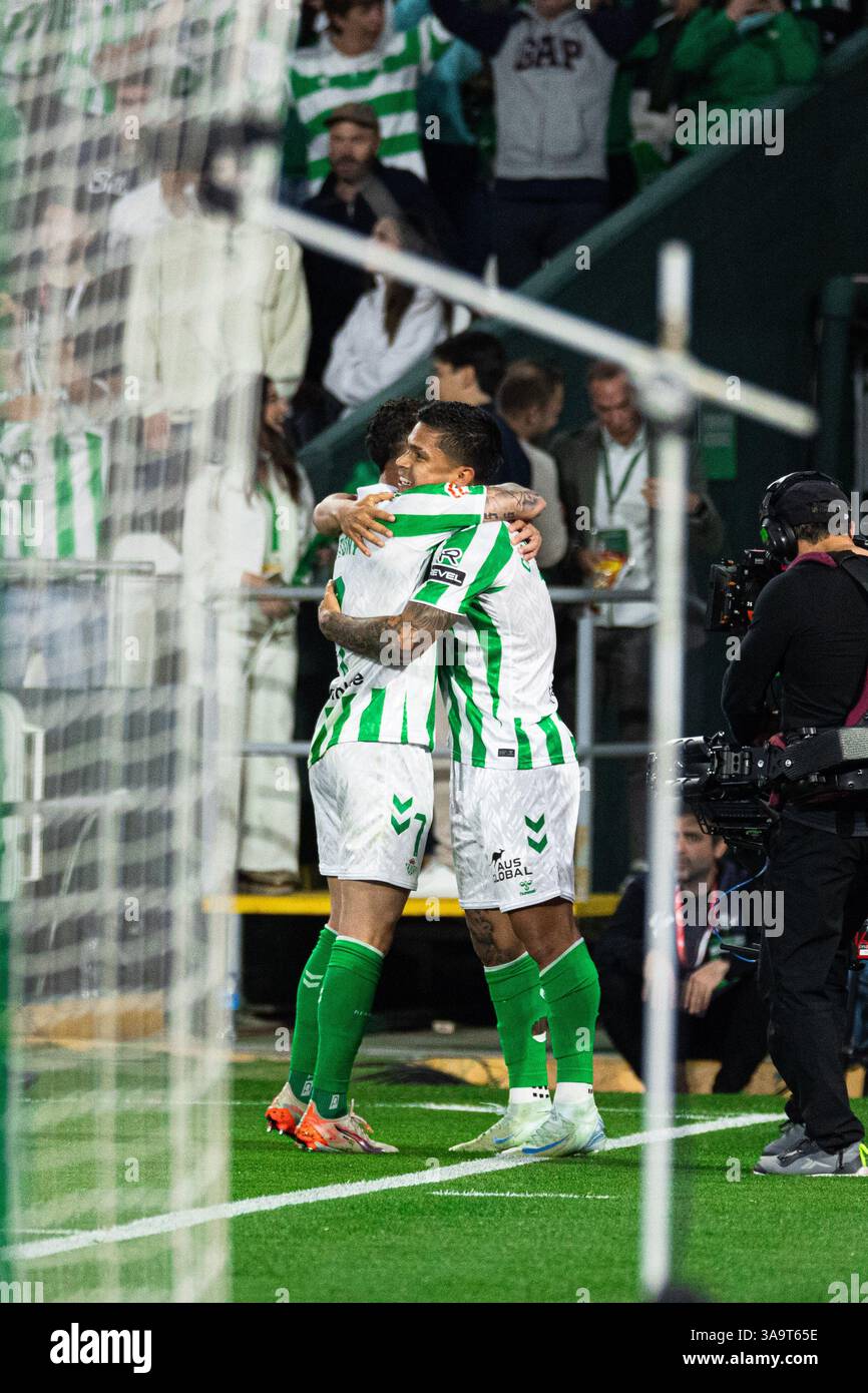Sevilla, Spain. 30th Mar 2025. Celebration goal Real Betis and Sevilla ...