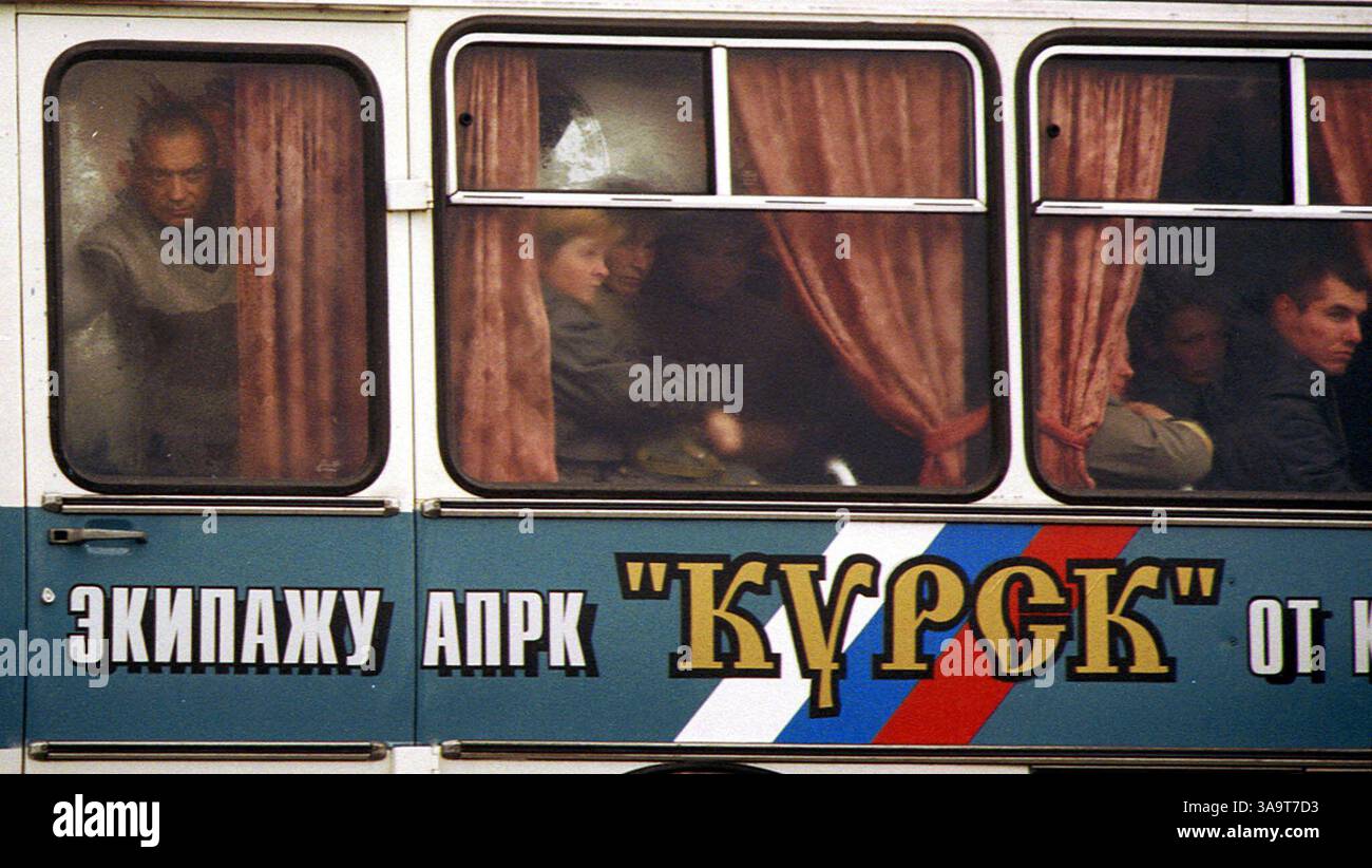 Relatives of seamen from a nuclear submarine (APL) ` Kursk ` come back ...