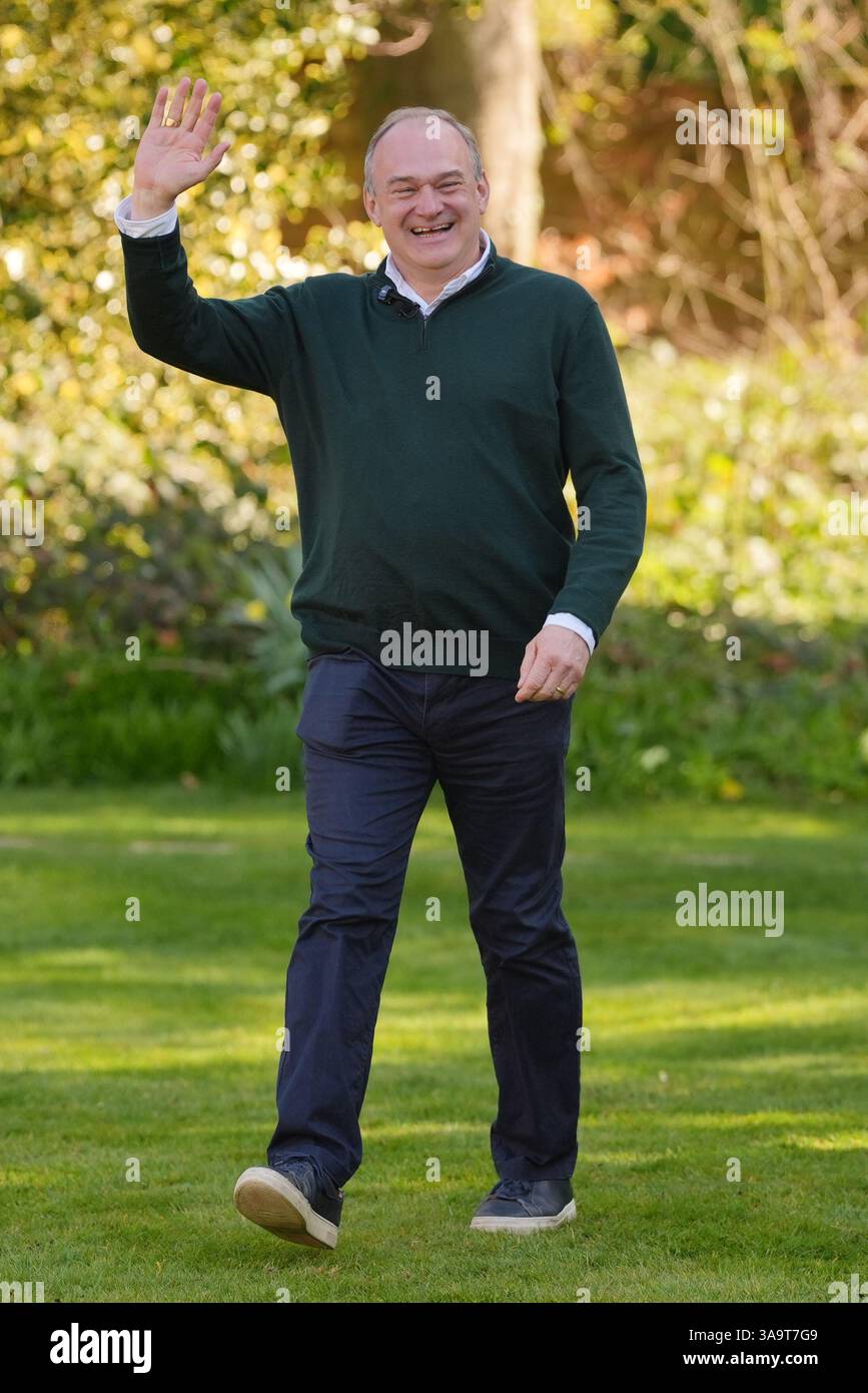 Liberal Democrats leader Sir Ed Davey arriving for the launch of the ...
