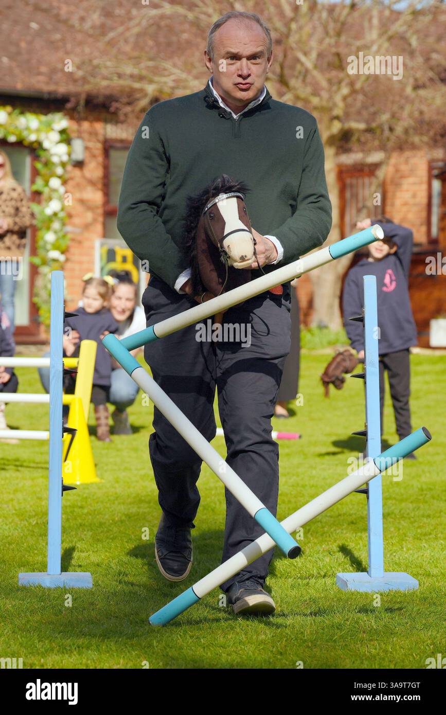 Liberal Democrats leader Sir Ed Davey tries his hand at hobby horsing ...
