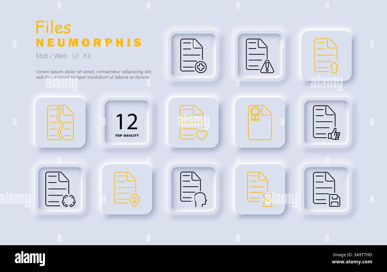 Files set icon. Document, warning, upload, certificate, approval ...