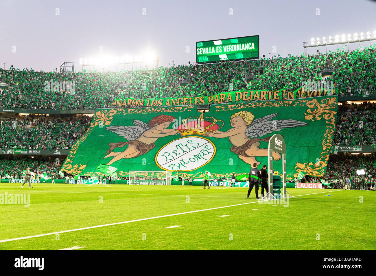 Sevilla, Spain. 30th Mar 2025. Tifo Real Betis and Sevilla FC at Benito ...
