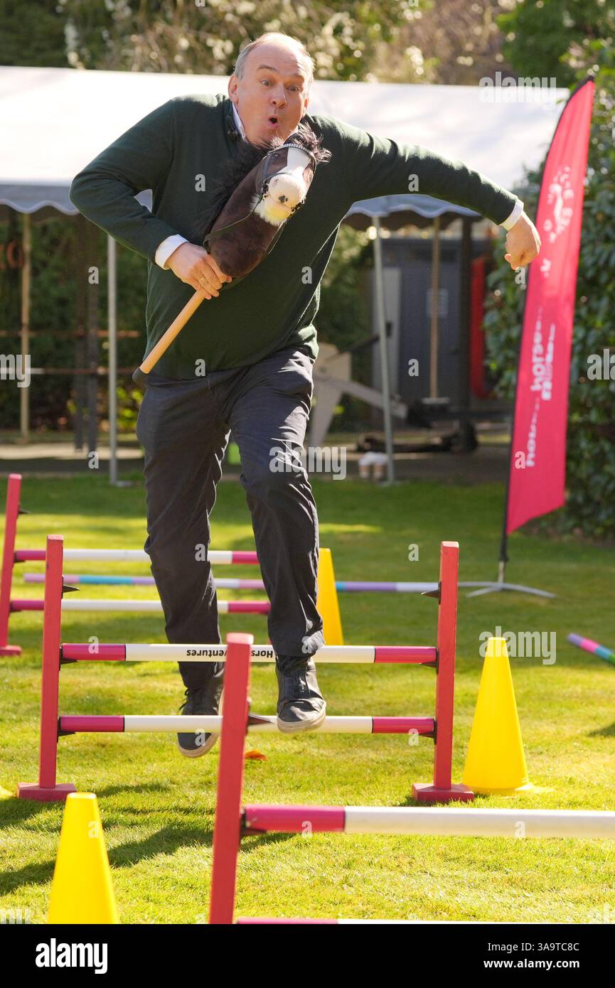 Liberal Democrats leader Sir Ed Davey tries his hand at hobby horsing ...