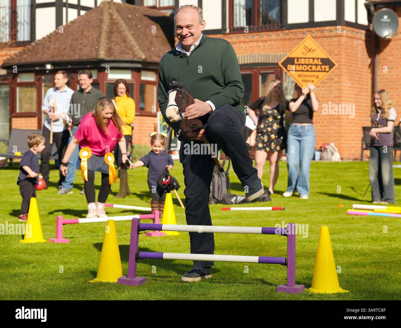 Liberal Democrats leader Sir Ed Davey tries his hand at hobby horsing ...