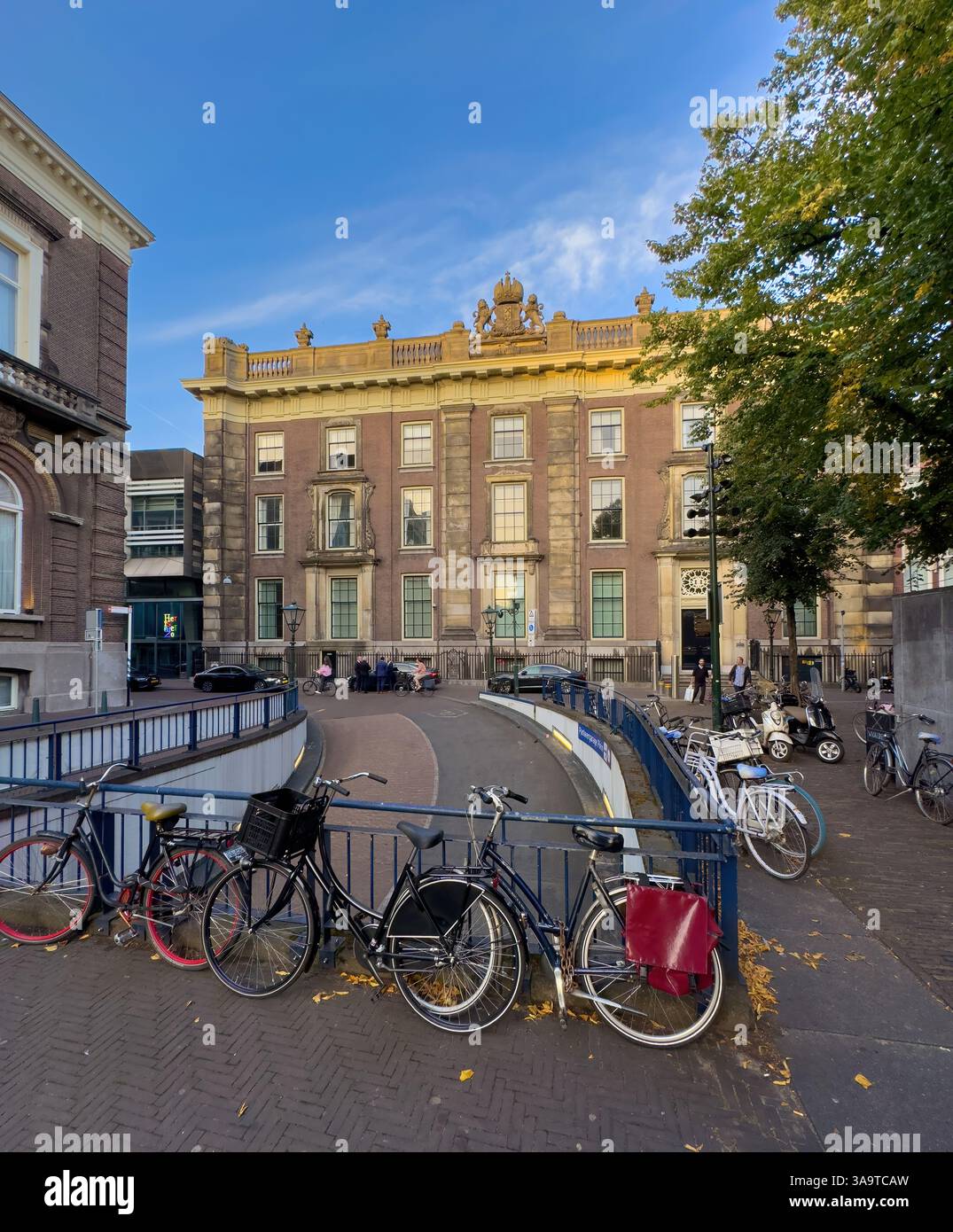 The Hague, Netherlands - Aug 24, 2024: Historic building with classical ...