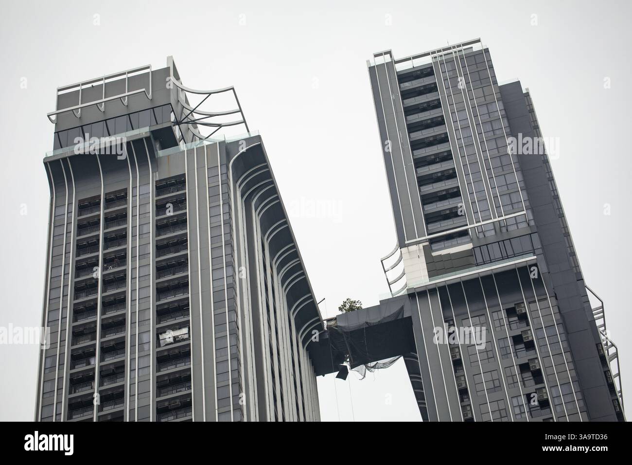 The shattered connecting bridge of the luxury "Park Origin Thonglor ...