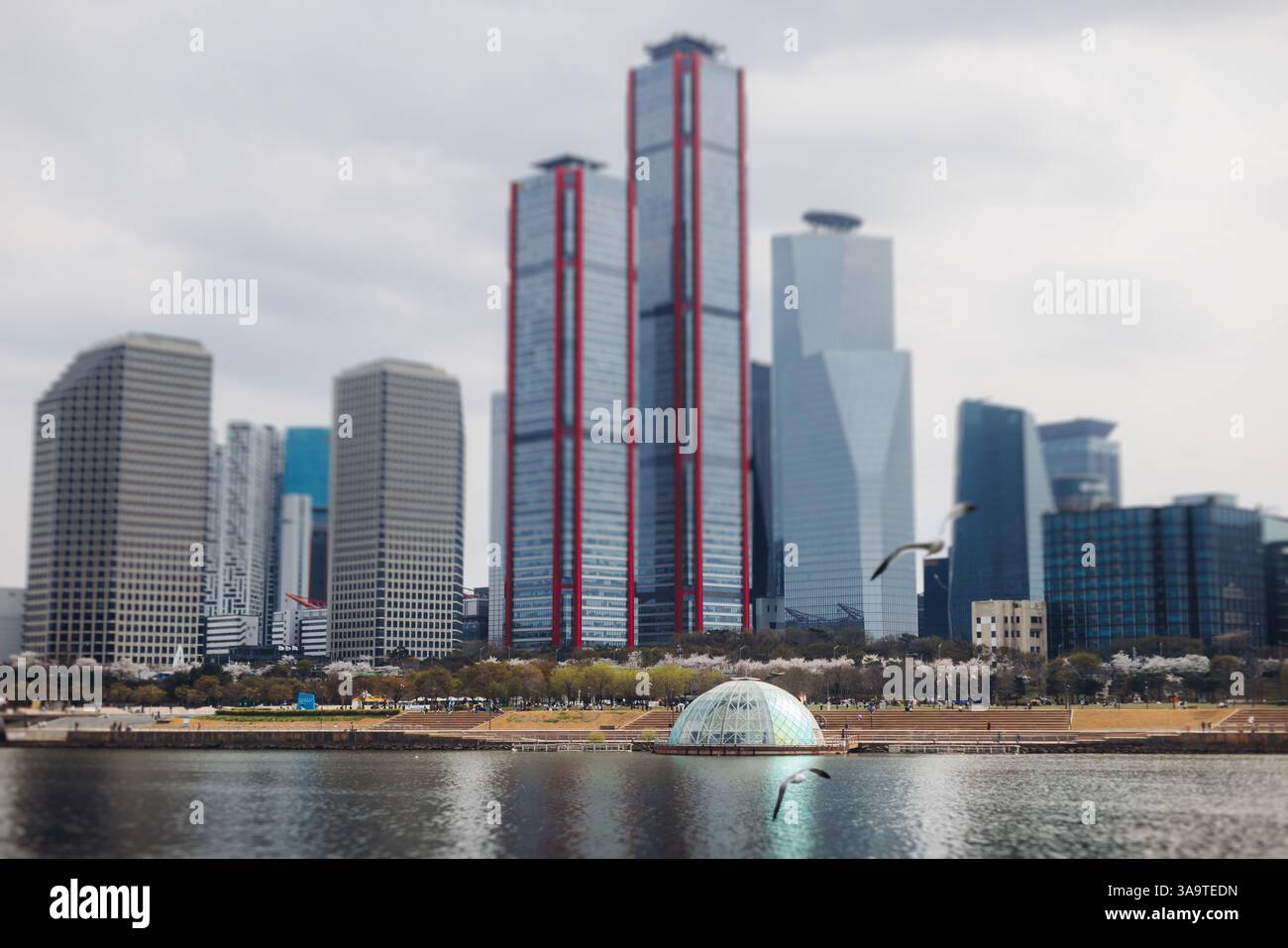 Seoul panoramic view during Hangang river boat cruise, South Korea ...
