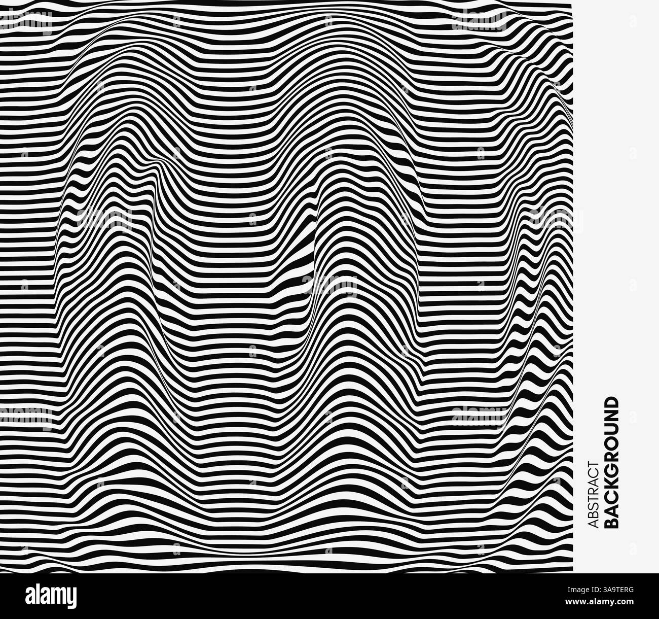 Black and white abstract striped background. Optical Art. 3d vector ...