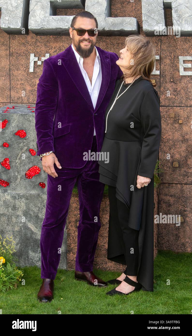 Jason Momoa and his mother Coni Momoa attending the A Minecraft Movie ...