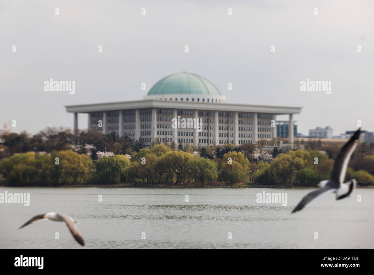 Seoul panoramic view during Hangang river boat cruise, South Korea ...