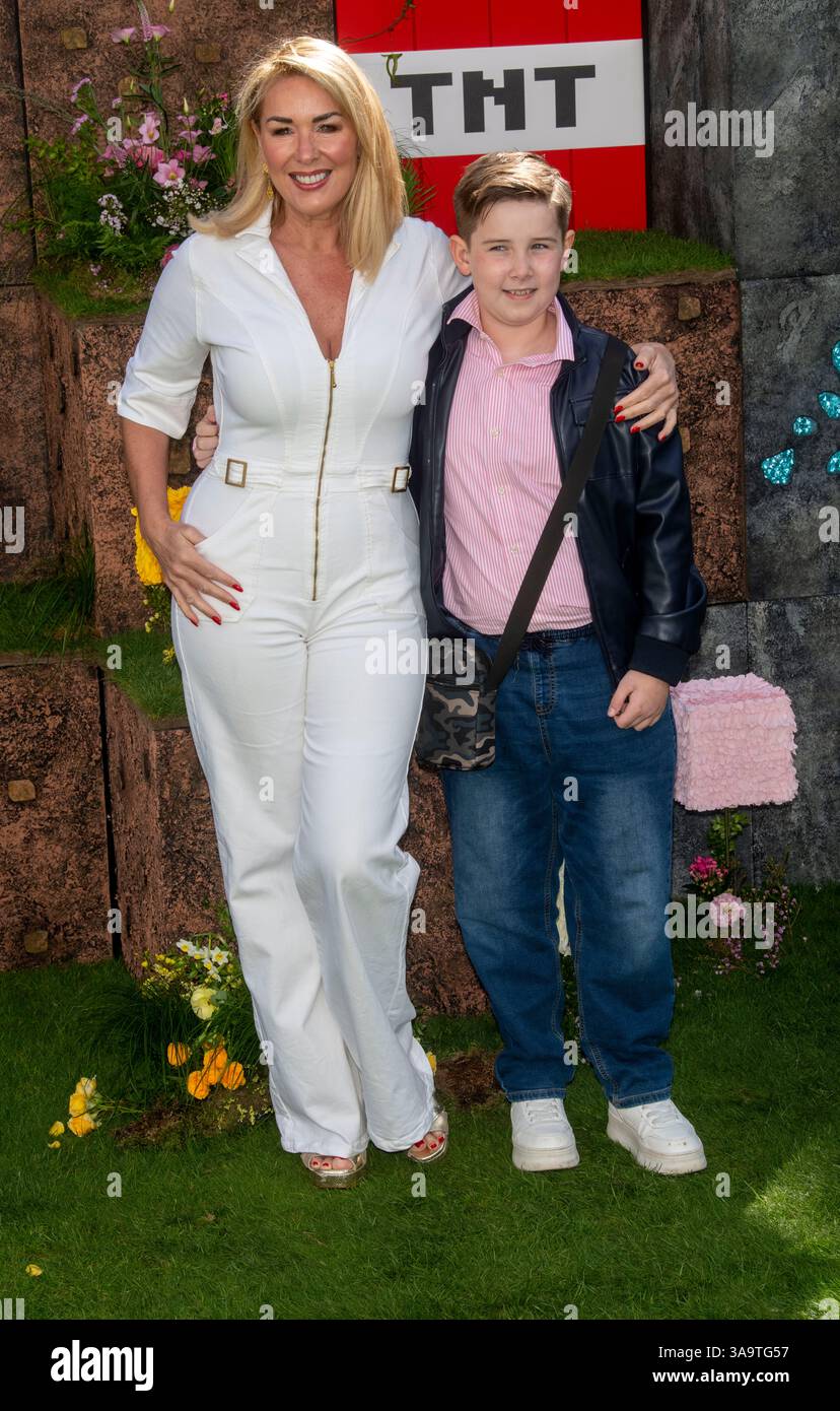 Jaxon Reilly and Claire Sweeney attending the A Minecraft Movie film ...