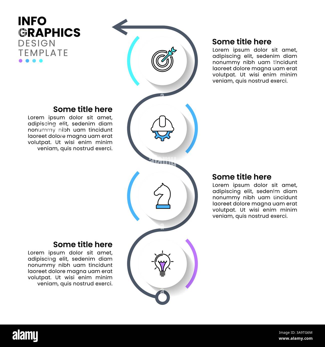 Infographic template with icons and 4 options or steps. Vertical line ...