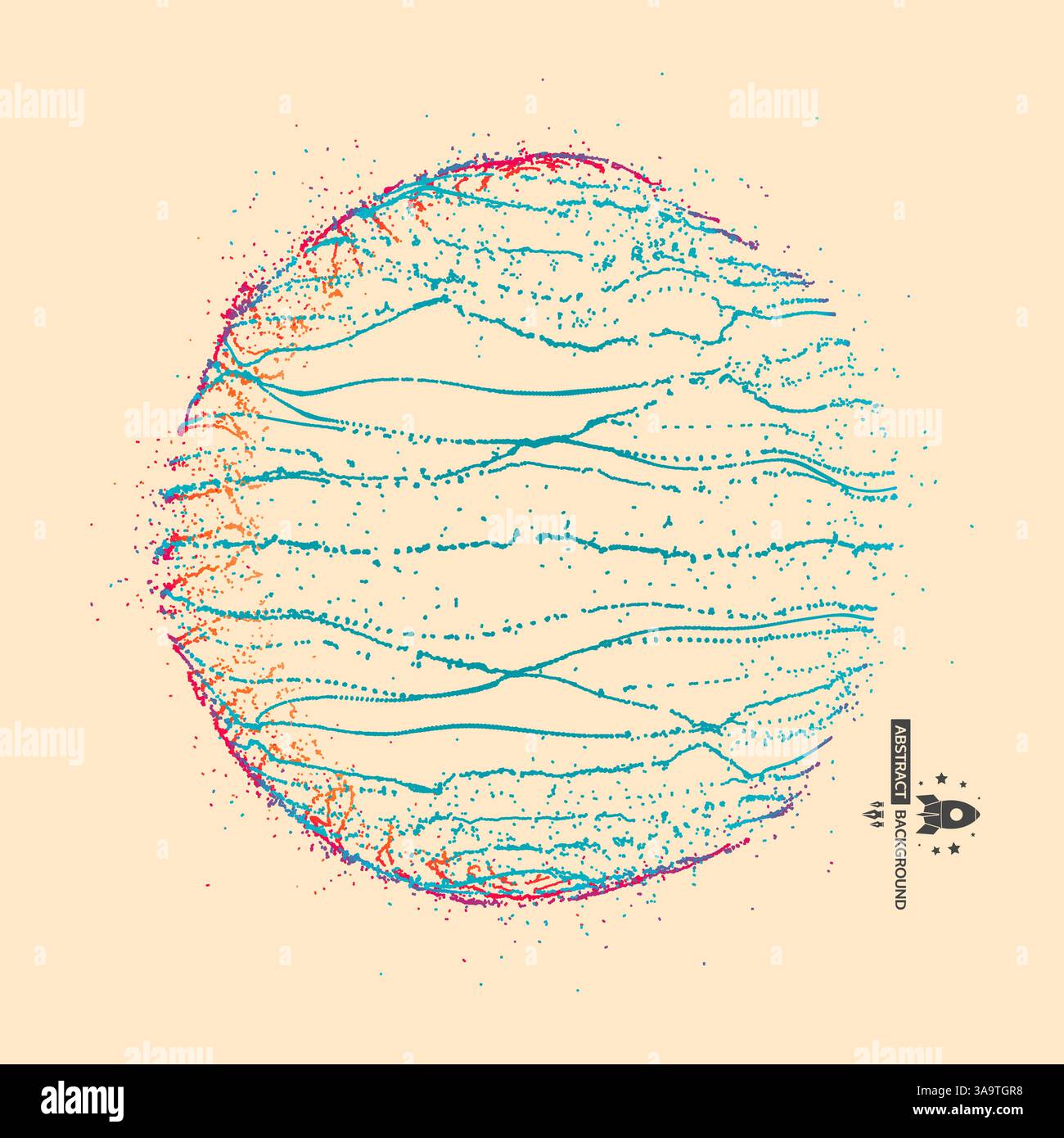 Array with dynamic particles of small particles in circle. Modern ...