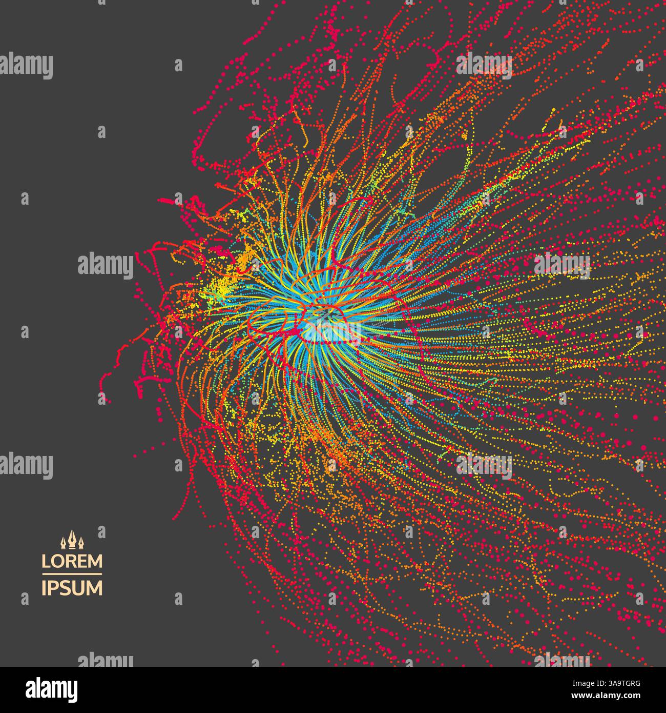 Abstract science or technology background. Array with dynamic particles. Vector illustration ...
