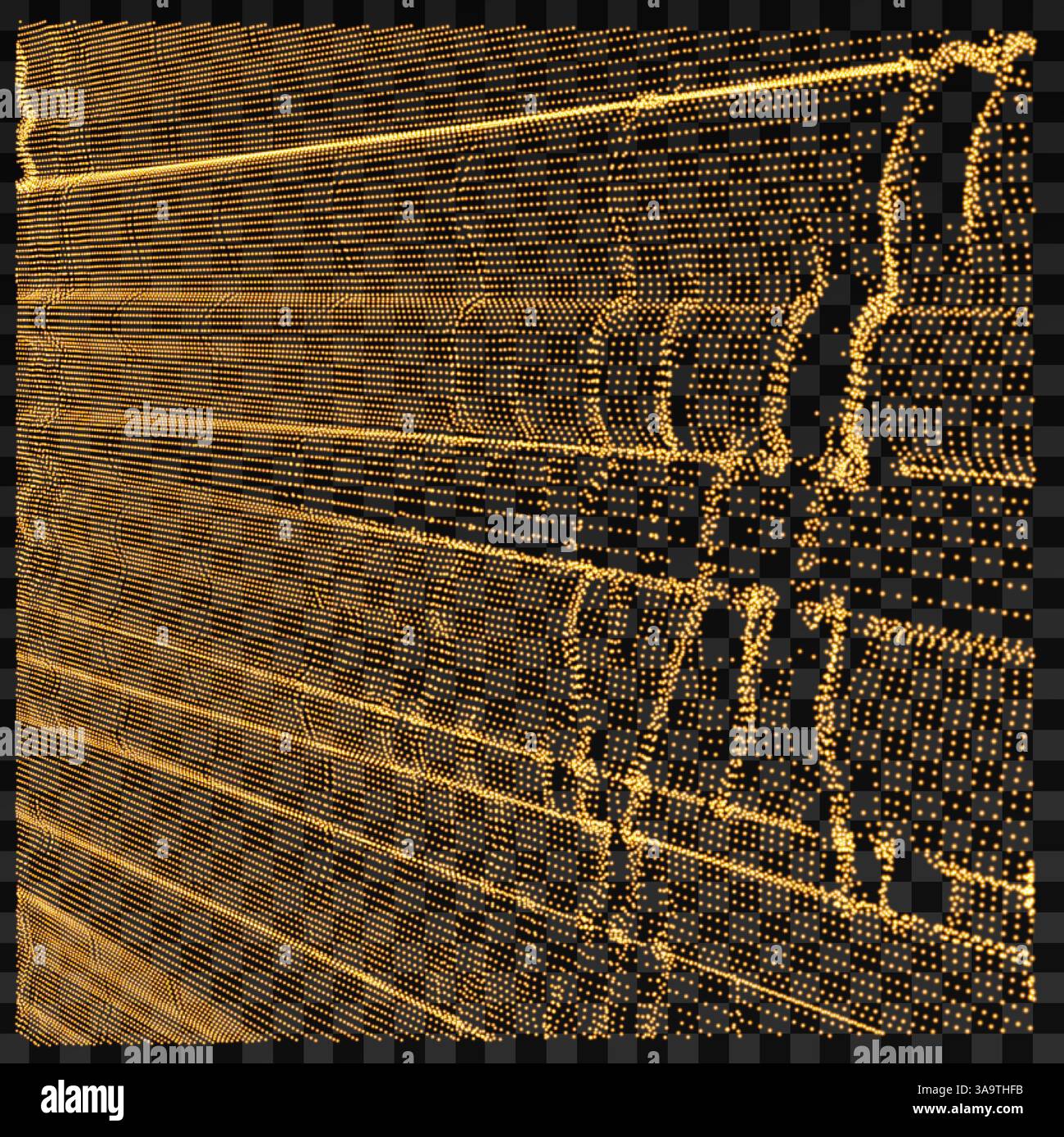 Array with dynamic particles. 3d futuristic technology style. Abstract background. Glowing ...